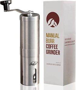 manual coffee grinder by javapresse — manual coffee bean grinder with 18 adjustable settings, stainless steel manual burr hand coffee grinder with crank — great holiday gift, perfect for camping