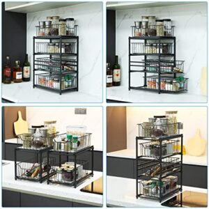 MAX Houser Stackable 2-Tier Under Sliding Cabinet Basket Organizer,Storage Under Cabinet Bathroom Under Sink Organizers and Storage Drawers Organizer for Bathroom Kitchen (Charcoal Grey)