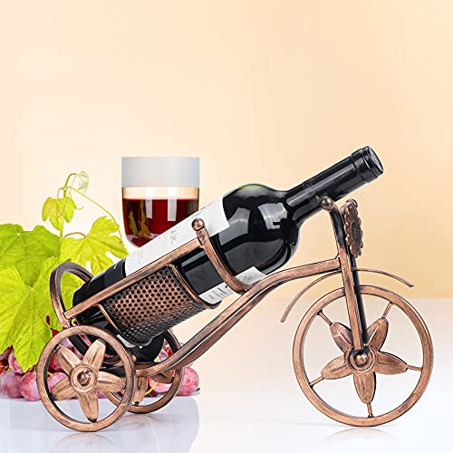 TRSPCWR Tabletop Wine Rack, Wine Bottle Holder Single Bottle Bike Shaped, Freestanding Countertop Wine Rack and Wine Bottle Storage, Wine Gifts Home Bar Decor Crafts