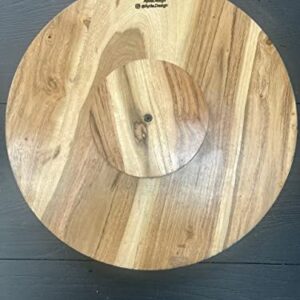 18 inch Handmade Lazy Susan - Rotating and Decorative - Large Centrepiece - Rotating Round Tray - Handcrafted Wooden Lazy Susan Turntable Large Tray Dining Table Decor Wood Trays