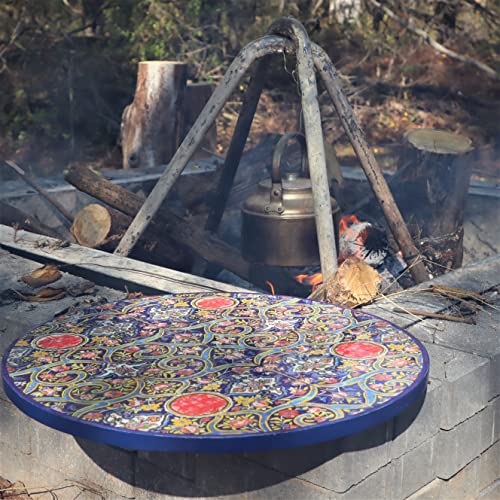 18 inch Handmade Lazy Susan - Rotating and Decorative - Large Centrepiece - Rotating Round Tray - Handcrafted Wooden Lazy Susan Turntable Large Tray Dining Table Decor Wood Trays