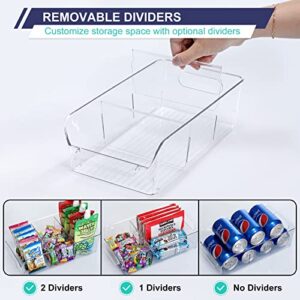 [ 4 Pack ] 12 Inch Non-Skid Turntable Lazy Susan Organizers + Set of 8, Stackable Clear Bins with Removable Dividers - Pantry Food Snack Organization and Storage - Multi-Purpose Plastic Home Organizer