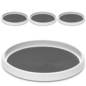 [ 4 Pack ] 12 Inch Non-Skid Turntable Lazy Susan Organizers + Set of 8, Stackable Clear Bins with Removable Dividers - Pantry Food Snack Organization and Storage - Multi-Purpose Plastic Home Organizer