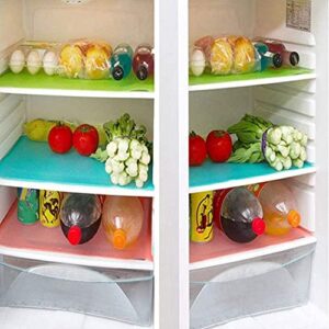 Beairain 8 Pcs Refrigerator Mats Shelf Liner Washable Fridge Shelf Liners for Drawers Vegetables, Table Kitchen Cupboard Plastic Placemats Refrigerator Liners for Shelves Red/2 Green/2 Blue/4