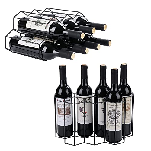 SCDGRW Wine Racks Countertop, 9 Bottles Wine Holder for Wine Storage, Small Wine Rack, Modern Black Metal Wine Holder Stands, Wine Storage for Pantry, Bar, Cabinet, No Assembly Required