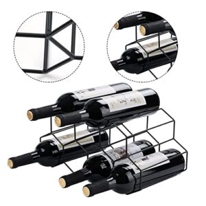 SCDGRW Wine Racks Countertop, 9 Bottles Wine Holder for Wine Storage, Small Wine Rack, Modern Black Metal Wine Holder Stands, Wine Storage for Pantry, Bar, Cabinet, No Assembly Required