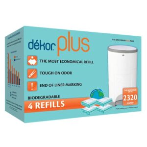 Diaper Dekor Plus Diaper Pail Liner Refills Biodegradable, 4 Pack