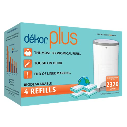 Diaper Dekor Plus Diaper Pail Liner Refills Biodegradable, 4 Pack