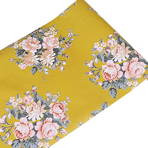 LovingWay Vintage Peony Floral Shelf Liner 17.7x177 Inch Easy-to-Install Storage Drawer Lining Paper Refresh Home School Furnitures Dark Yellow