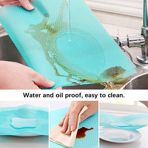 SITAKE 12 Pcs Refrigerator Mats, Washable Can Be Cut Fridge Pads, Waterproof Non-Slip Shelf Liners for Cabinets, Wardrobes, Drawers, Bookshelves, Tables, 17.7” x 11.4”