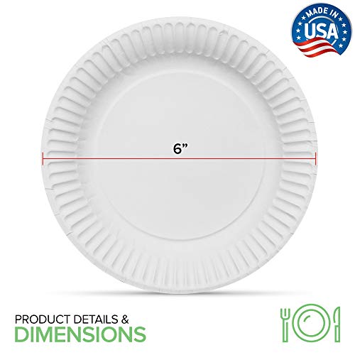 Stock Your Home 6-Inch Paper Plates Uncoated, Everyday Disposable Dessert Plates 6" Paper Plate Bulk, White, 500 Count