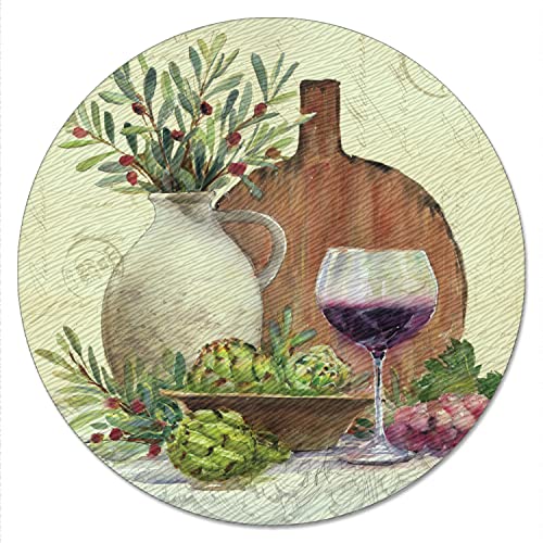 CounterArt Rustic Wine 4mm Heat Tolerant Tempered Glass Lazy Susan Turntable 13" Diameter Cake Plate Condiment Caddy Pizza Server