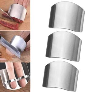 haguan finger guards for cutting, finger protector for cutting food, stainless steel finger guards for cutting, finger guards for cutting vegetables, kitchen cooking tools (two fingers-3pcs)