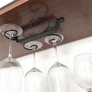 Taidda Wine Glasses Rack, European Style Under Cabinet Wine Glass Holder Stemware Rack Glass Storage Hanger Iron Hanging Shelf with 4 Hooks Organizer for Home Kitchen Bar Decor, 7.1X6.7In, Black