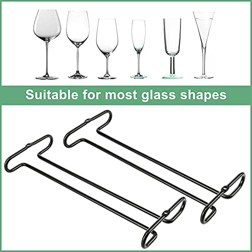 Warmery 2 Pack Wine Glasses Hanging Rack, White Stemware Rack Holder Under Cabinet, Metal Wall Mount Wire Hanging Rack Storage Hanger Organizer with Screws for Kitchen Bar (10.3in)