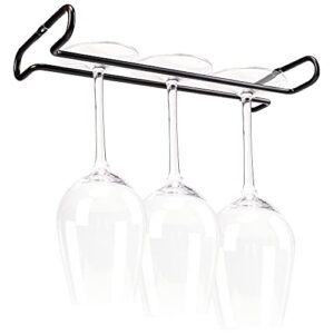 Warmery 2 Pack Wine Glasses Hanging Rack, White Stemware Rack Holder Under Cabinet, Metal Wall Mount Wire Hanging Rack Storage Hanger Organizer with Screws for Kitchen Bar (10.3in)