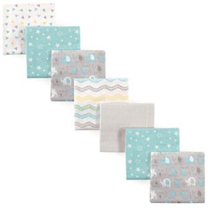 luvable friends unisex baby cotton flannel receiving blankets, basic elephant 7-pack, one size