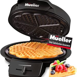 Mueller Heart Waffle Maker, 5 Belgian Waffle Iron, Adjustable Browning Control, Cool Touch Handle, Compact and Easy to Clean, Great Valentines Day Gift