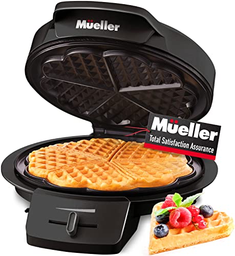 Mueller Heart Waffle Maker, 5 Belgian Waffle Iron, Adjustable Browning Control, Cool Touch Handle, Compact and Easy to Clean, Great Valentines Day Gift