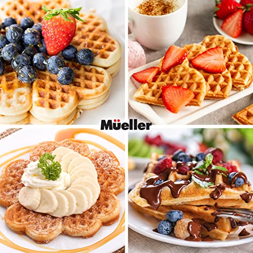 Mueller Heart Waffle Maker, 5 Belgian Waffle Iron, Adjustable Browning Control, Cool Touch Handle, Compact and Easy to Clean, Great Valentines Day Gift