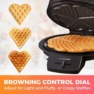 Mueller Heart Waffle Maker, 5 Belgian Waffle Iron, Adjustable Browning Control, Cool Touch Handle, Compact and Easy to Clean, Great Valentines Day Gift