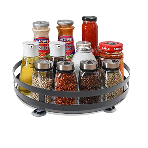 Lazy Susan Organizer 10” Metal Turntable Spice Rack Rotation Black for Pantry Cabinet Cupboard Organizer Table