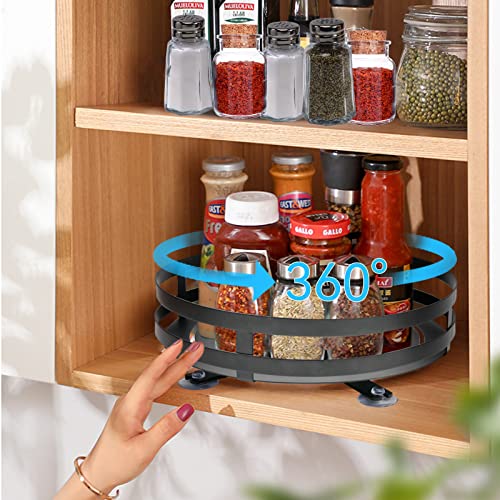 Lazy Susan Organizer 10” Metal Turntable Spice Rack Rotation Black for Pantry Cabinet Cupboard Organizer Table