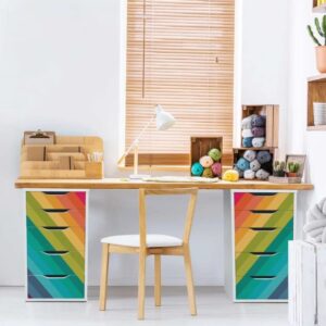 Decals for Alex Drawers in Rainbow Stripe Pattern, Self-Adhesive Decals, Peel and Stick Furniture Stickers/Decals, Removable Furniture Skin for the Alex Unit, FURNITURE NOT INCLUDED (for 5-drawer unit, Reversed Rainbow Stripe)