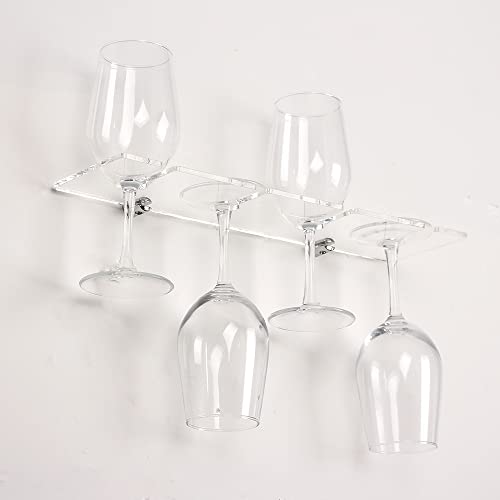 Wine Glass Holder Wall Mounted Wine Glass Holder Goblet Holder Acrylic Wall Mounted Wine Glass Holder Cabinet Tableware Lower Wine Glass Holder and Wine Glass Storage Rack (Transparent 2 pieces)