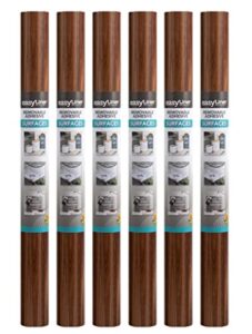 duck 286460 easyliner adhesive laminate surfaces shelf liner, dark oak, 20 in. x 15 ft., 6 rolls