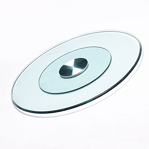 ADKINC Tempered Glass Lazy Susan Turntable for Round Table, Lazy Susan Swivel ,Kitchen Dining Round Lazy Susan Turntable Bearings.80cm（12-Inch, Transparent）