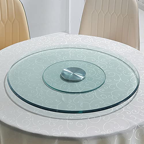 ADKINC Tempered Glass Lazy Susan Turntable for Round Table, Lazy Susan Swivel ,Kitchen Dining Round Lazy Susan Turntable Bearings.80cm（12-Inch, Transparent）