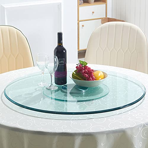 ADKINC Tempered Glass Lazy Susan Turntable for Round Table, Lazy Susan Swivel ,Kitchen Dining Round Lazy Susan Turntable Bearings.80cm（12-Inch, Transparent）