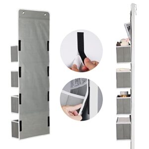 Univivi Door Hanging Organizer Nursery Closet Cabinet Baby Storage with 4 Large Pockets and 3 Small PVC Pockets for Cosmetics, Toys and Sundries (Grey)