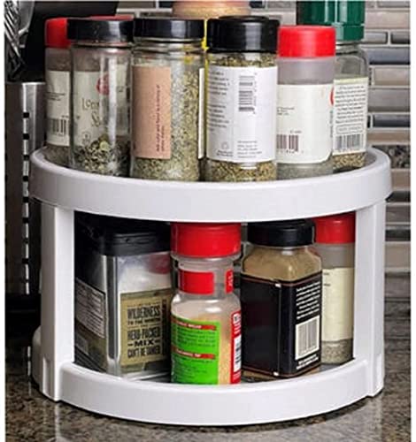 Handy Housewares 10" Diameter 2-Tier Lazy Susan Kitchen & Bath Storage Turntable - Spice Rack, Pantry Oragnizer