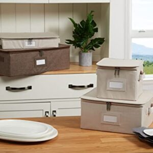 Covermates Keepsakes Flatware Storage Box – Stackable, Reinforced Handles, China Storage-Beige Heather