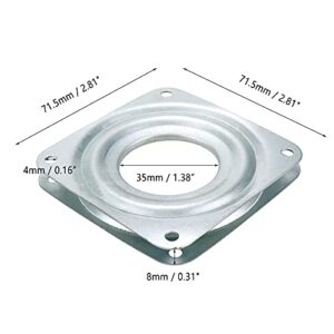 Autoly 3 Inch Lazy Susans Turntable Ball Bearing Plate 71.5mm Square Swivel Turntable Base Hardware, 8mm Height, Pack of 4