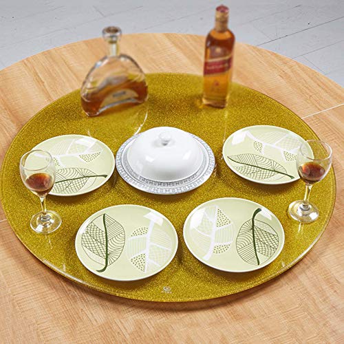 360° Swivel Tray,Round Glass Table Top,Tempered Glass Lazy Susan Turntable for Dining Table,Rotating Serving Plate,Stable and Not Easy to Tilt,31″/35″/39″/43″/47″ - Golden Sand