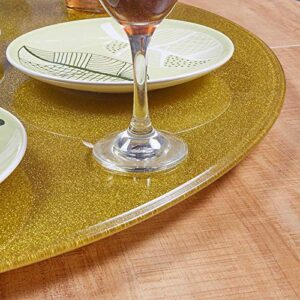 360° Swivel Tray,Round Glass Table Top,Tempered Glass Lazy Susan Turntable for Dining Table,Rotating Serving Plate,Stable and Not Easy to Tilt,31″/35″/39″/43″/47″ - Golden Sand