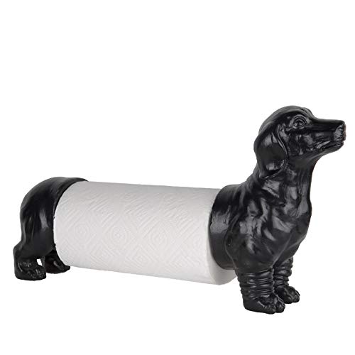 Dachshund Dog Paper Towel Holder for Kitchen, Freestanding Countertop Kitchen Paper Towel Holder, Vintage Animal Tissue Towel Display Stand, Black