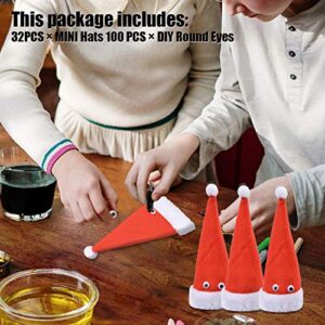 Puimentiua 32pcs Christmas Santa Claus Hat Knife and Fork Silverware Holder Pockets Candy Cover for Christmas Party Decoration