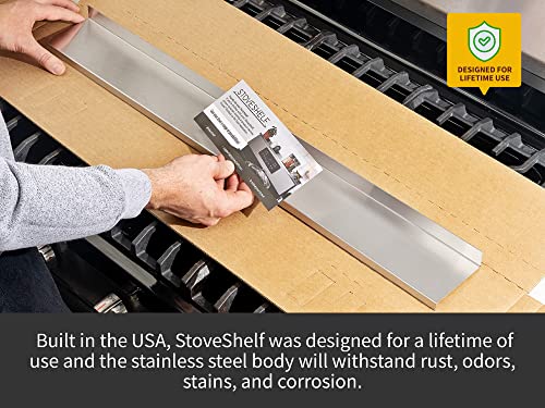 StoveShelf 30" Length Stainless Steel Finish Magnetic Shelf for Kitchen Stove - Kitchen Storage Solution with Zero Installation - Over Stove Spice Rack Organizer