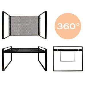 Vicosey Cabinet Shelf , Shelf organizer,Rustproof Kitchen Counter and Cabinet Shelf , Space Saver Under Cabinet Shelf , Cupboard, Plate, Dish, Counter & Pantry Organizer Organization,Black/Iron