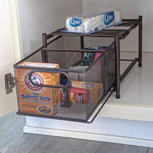 Home Zone Living Under Bathroom Sink Organizer – Sliding Basket, Inside Cabinet Storage