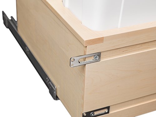 Century Components CASBM14PF Kitchen Pull Out Waste Bin Container - 34 Qt White Double - Baltic Birch - Blum Soft-Close 170 lb. MOVENTO 769 Slides, 14-7/8"