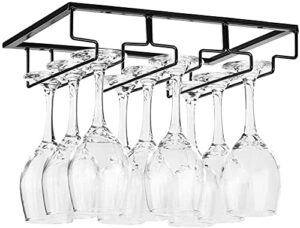 black 4 rows wine glass shelf, upside-down home goblet iron art shelf, wine glass hanging storage rack (color : 3 rows 1 pack)