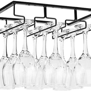 Black 4 Rows Wine Glass Shelf, Upside-down Home Goblet Iron Art Shelf, Wine Glass Hanging Storage Rack (Color : 3 Rows 1 Pack)