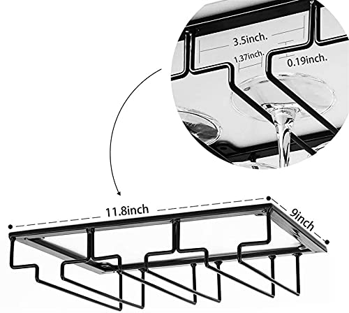 Black 4 Rows Wine Glass Shelf, Upside-down Home Goblet Iron Art Shelf, Wine Glass Hanging Storage Rack (Color : 3 Rows 1 Pack)