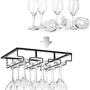 Black 4 Rows Wine Glass Shelf, Upside-down Home Goblet Iron Art Shelf, Wine Glass Hanging Storage Rack (Color : 3 Rows 1 Pack)