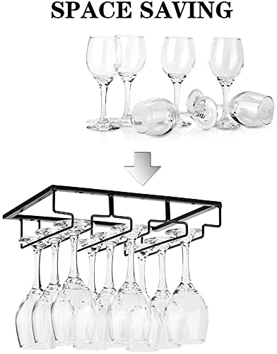 Black 4 Rows Wine Glass Shelf, Upside-down Home Goblet Iron Art Shelf, Wine Glass Hanging Storage Rack (Color : 3 Rows 1 Pack)